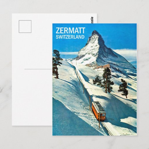 Matterhorn Mountain, Switzerland, Zermatt, vintage Postcard | Zazzle