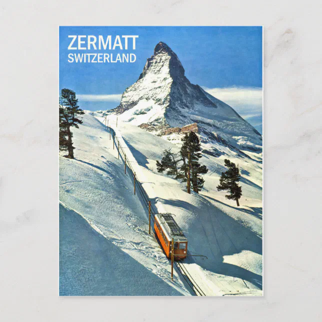 Matterhorn Mountain, Switzerland, Zermatt, vintage Postcard | Zazzle