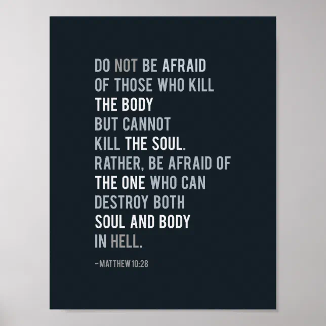 Matthew 10:28 Christian Bible Verse Typography Poster | Zazzle