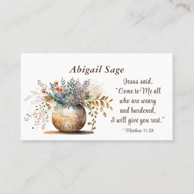 Matthew 11:28 Jesus said, Come to Me Bible Verse Business Card | Zazzle