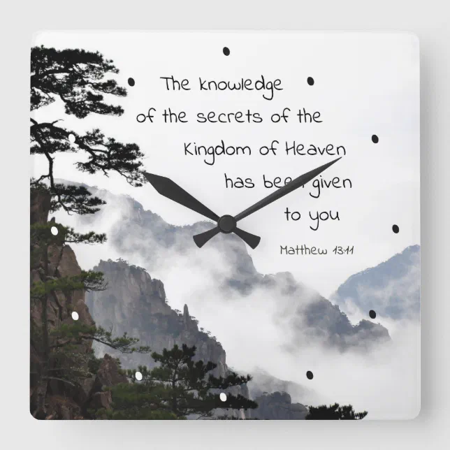 Matthew 13:11 Secrets of the Kingdom of Heaven Square Wall Clock | Zazzle