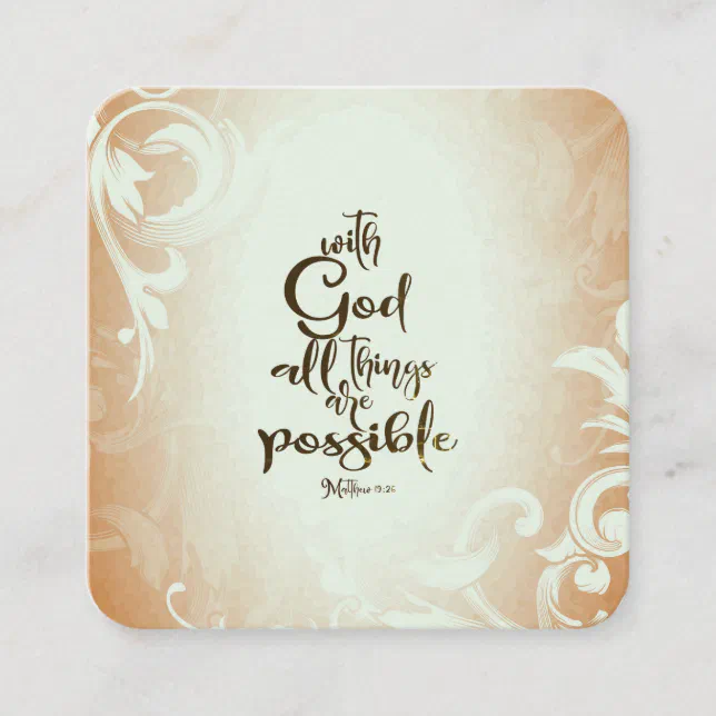 Matthew 19:26 With God All Things are Possible Square Business Card ...