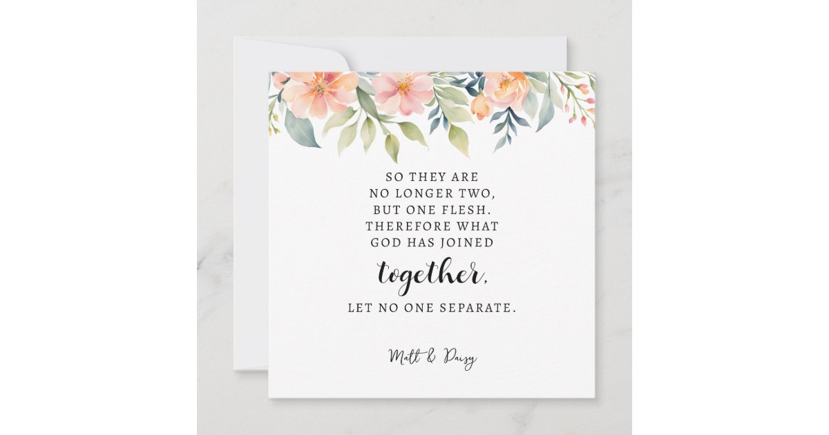 Matthew 19:6, Marriage Bible Verse Card | Zazzle