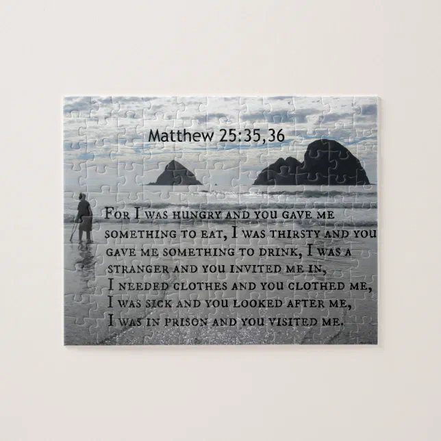 Matthew 25:35,36 For I was hungry and you gave me Jigsaw Puzzle | Zazzle