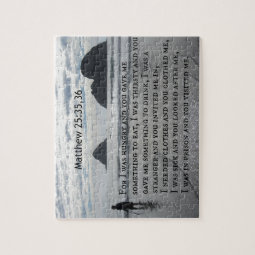 Matthew 25:35,36 For I was hungry and you gave me Jigsaw Puzzle | Zazzle