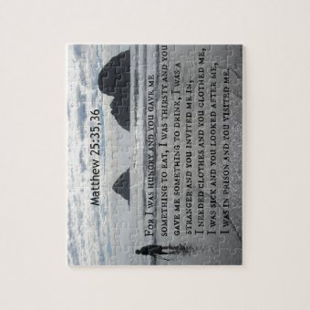 Matthew 25:35,36 For I was hungry and you gave me Jigsaw Puzzle | Zazzle