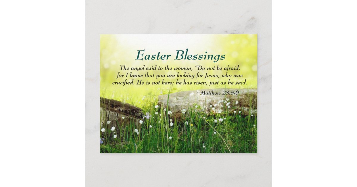 Matthew 28:5-6 He is not here He has Risen, Easter Holiday Postcard ...