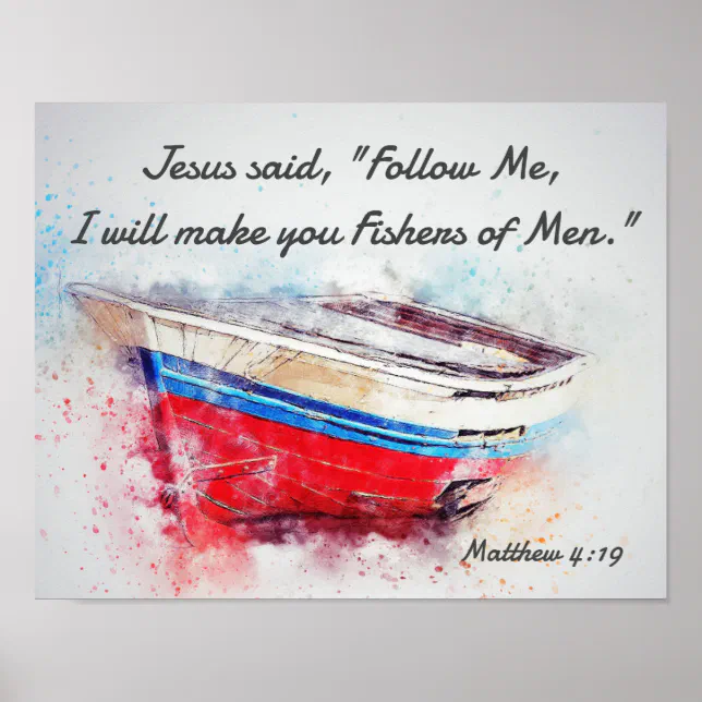 Matthew 4:19 Jesus said Follow Me Bible Verse Poster | Zazzle