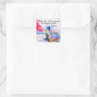 Matthew 4:19 Jesus said, Follow Me Bible Verse Square Sticker | Zazzle