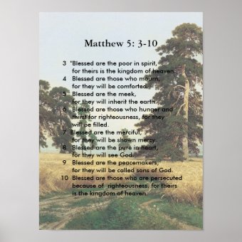 Matthew 5 3-10 Jesus sermon Poster | Zazzle