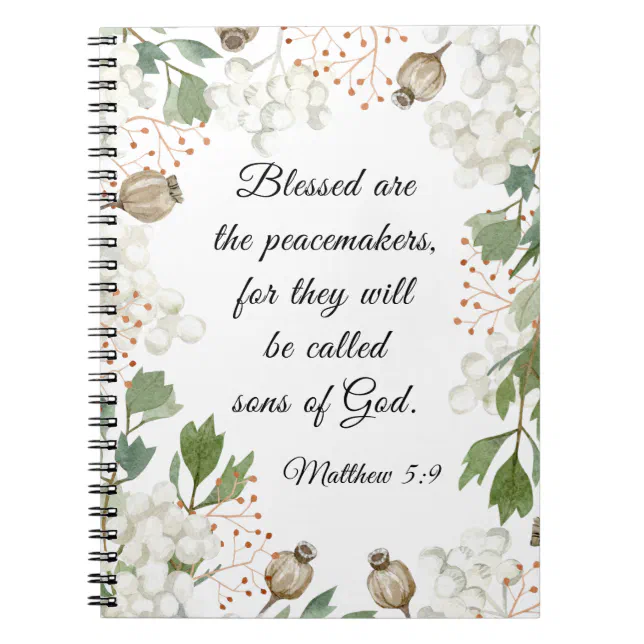 Matthew 5 9 Blessed are the Peacemakers Beatitudes Notebook | Zazzle