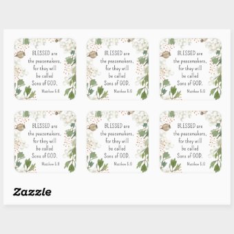 Matthew 5 9 Blessed are the Peacemakers Beatitudes Square Sticker | Zazzle