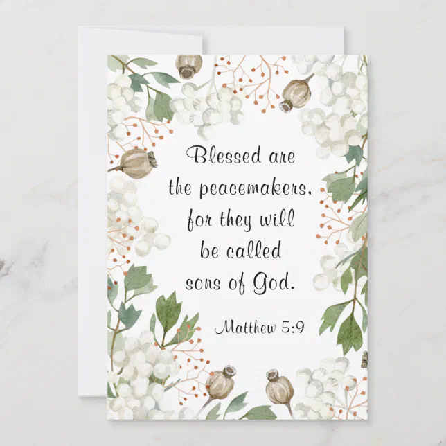 Matthew 5 9 Blessed are the Peacemakers Bible Flat Note Card | Zazzle