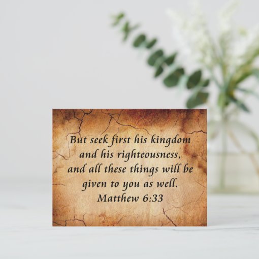Matthew 6:33 Bible Verse Postcard | Zazzle