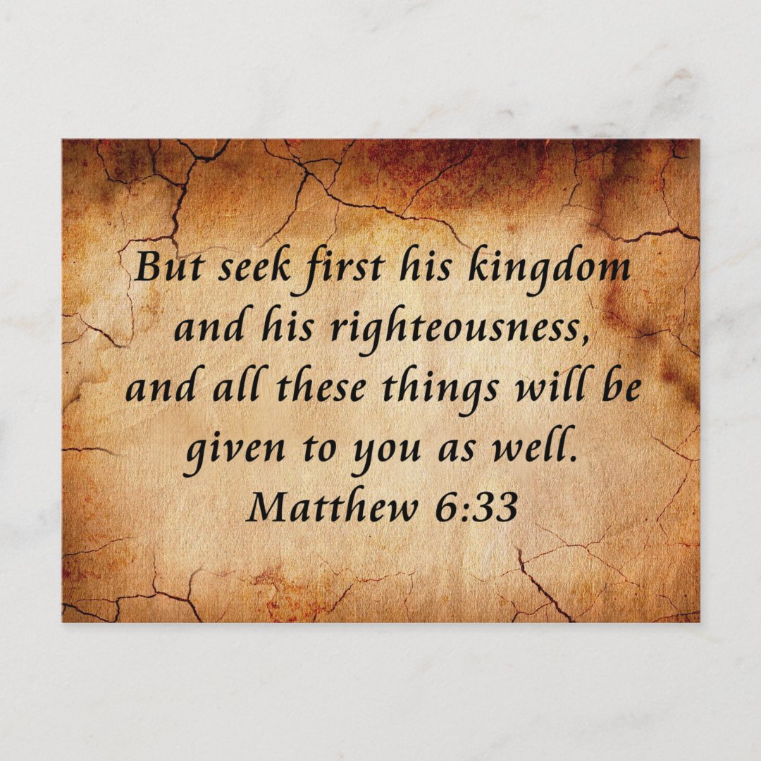 Matthew 6:33 Bible Verse Postcard | Zazzle