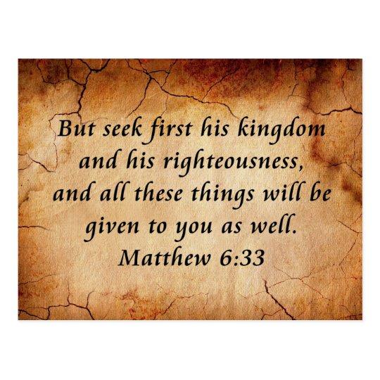 Matthew 6:33 Bible Verse Postcard | Zazzle.com