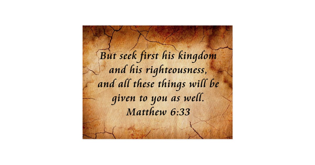 Matthew 6:33 Bible Verse Postcard | Zazzle.com