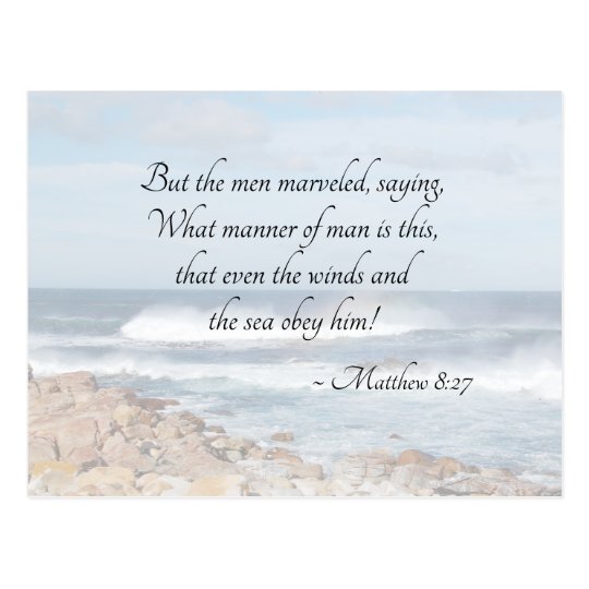 Matthew 8:27 Jesus calms the storm, Bible Verse Postcard | Zazzle.com