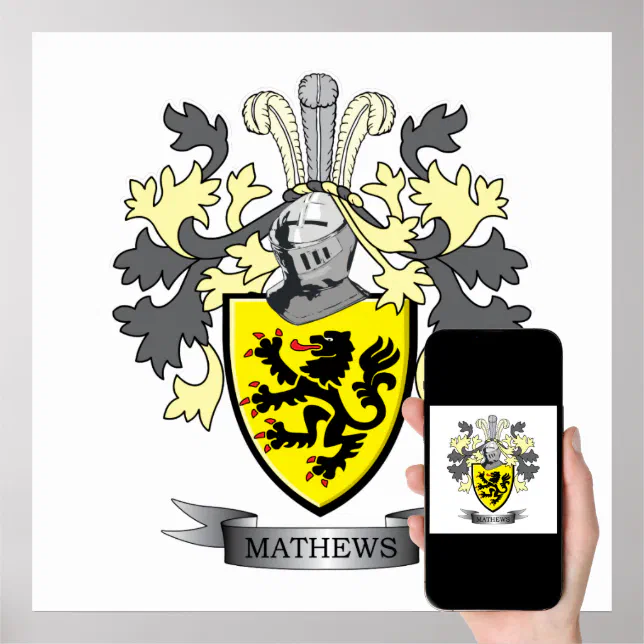 Matthews Family Crest Coat of Arms Poster | Zazzle