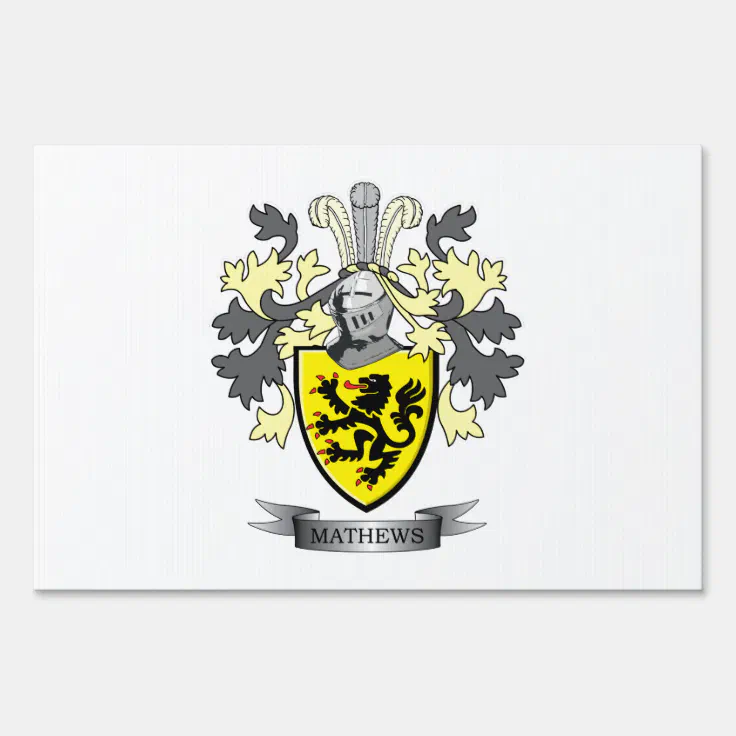 Matthews Family Crest Coat of Arms Sign | Zazzle