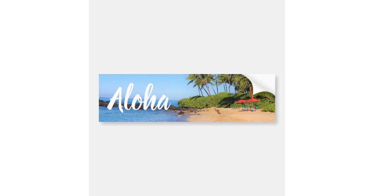 Maui Beach Umbrellas Aloha Bumper Sticker | Zazzle