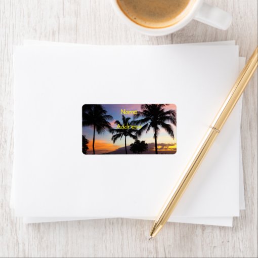 Maui Hawaiian Sunset Palm Trees Label | Zazzle