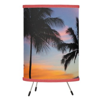 Maui Hawaiian Sunset Palm Trees Tripod Lamp | Zazzle