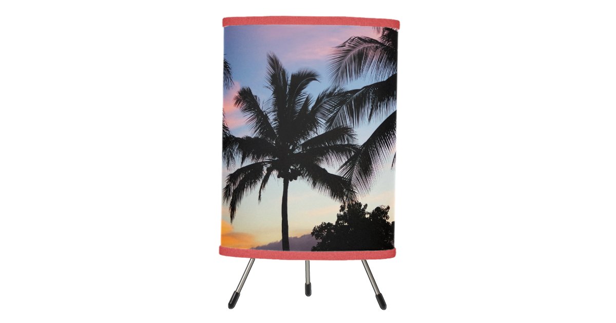 Maui Hawaiian Sunset Palm Trees Tripod Lamp | Zazzle