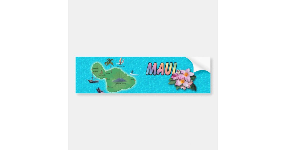 Maui Map Bumper Sticker | Zazzle
