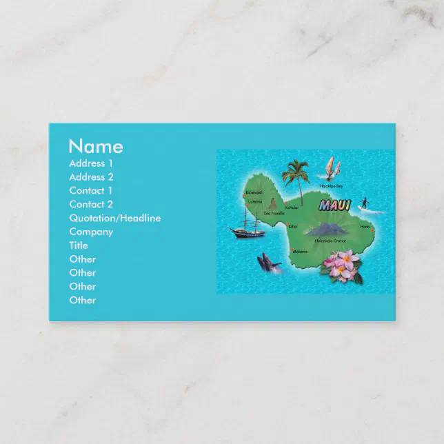 Maui Map Business Card | Zazzle