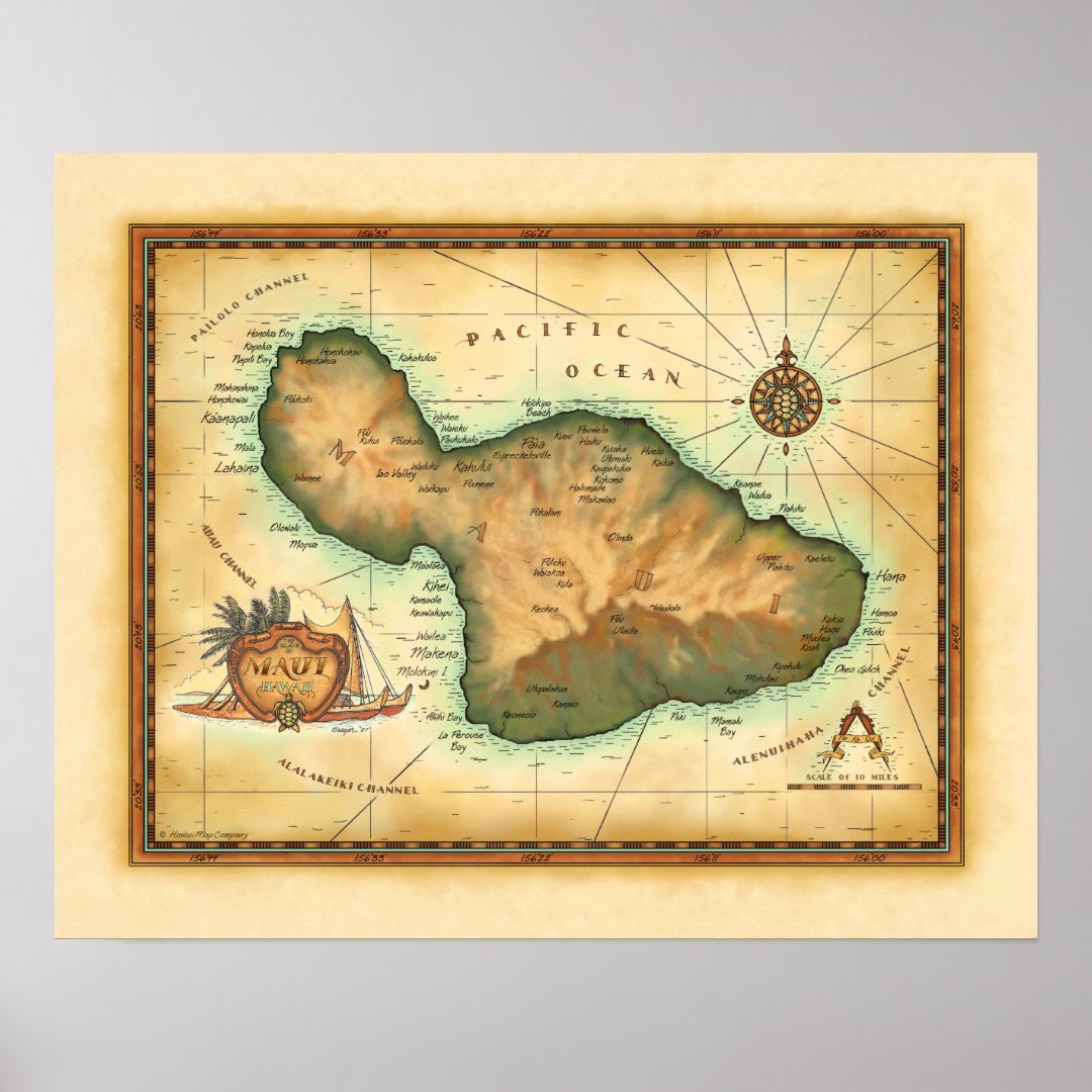 Maui Map Poster | Zazzle