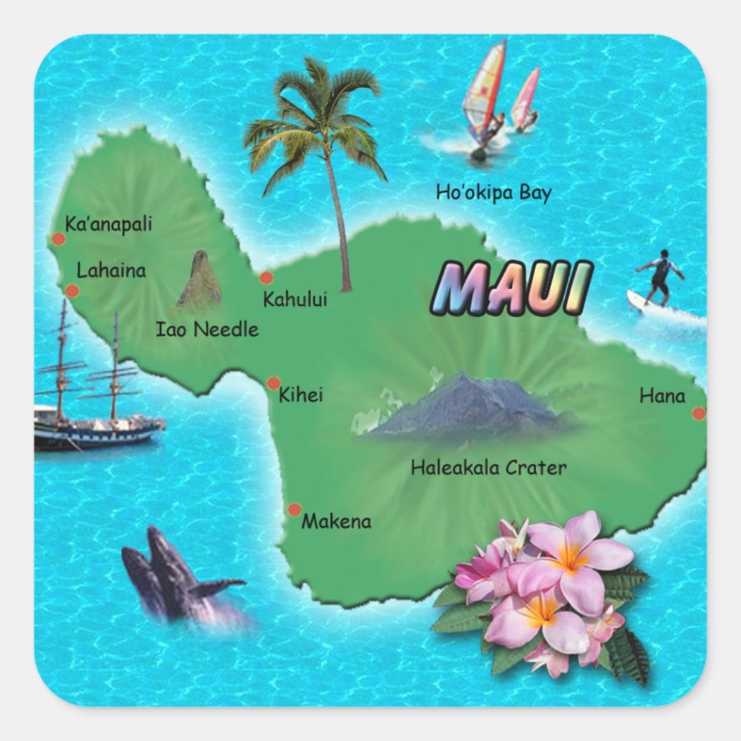 Maui Map Sticker | Zazzle