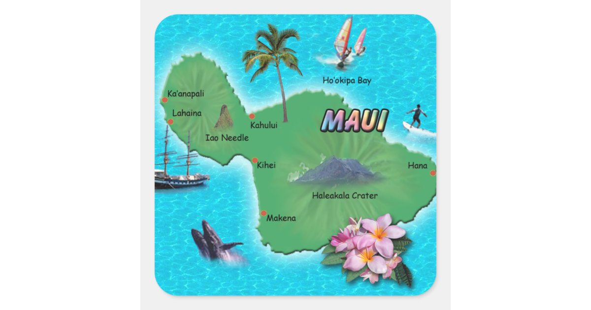 Maui Map Sticker | Zazzle