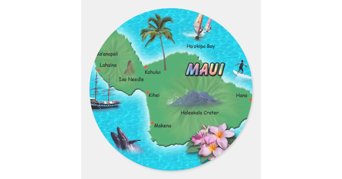 Maui Map Sticker | Zazzle.com
