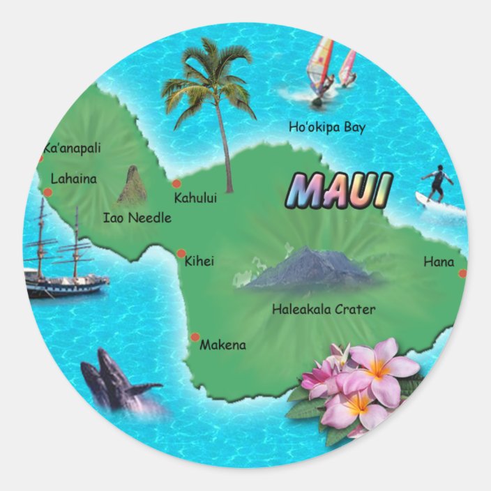 Maui Map Sticker | Zazzle.com