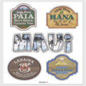 Maui Town Signs Stickers | Zazzle