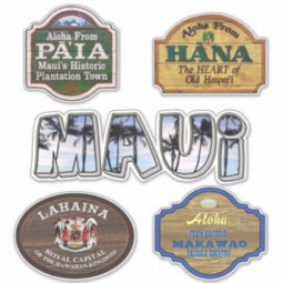Maui Town Signs Stickers | Zazzle