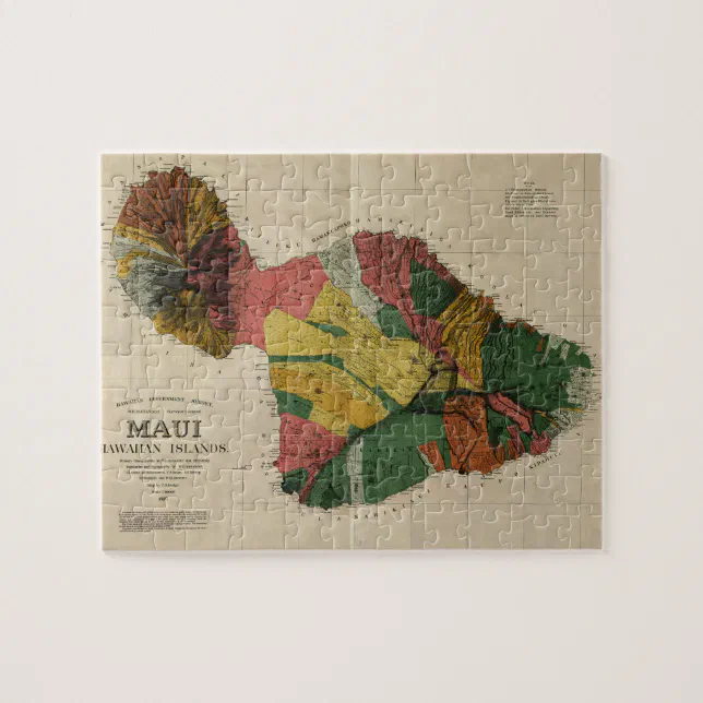 Maui - Vintage Antiquarian Hawaii Survey Map, 1885 Jigsaw Puzzle | Zazzle