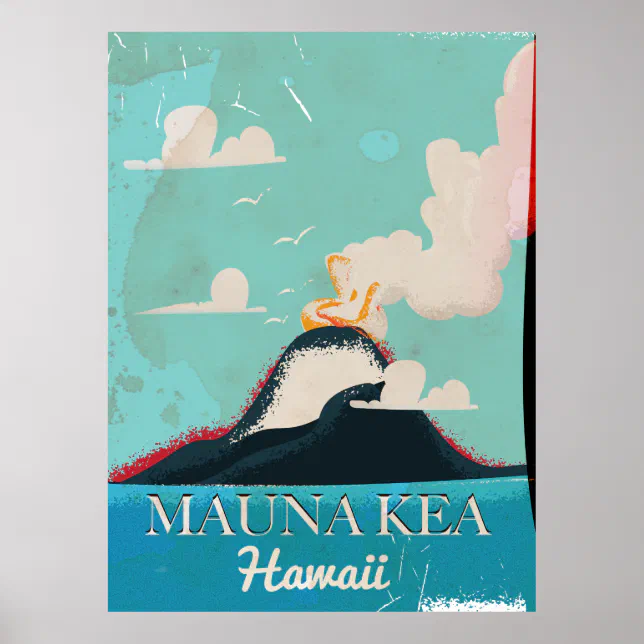 mauna kea volcano vintage Hawaii travel poster | Zazzle