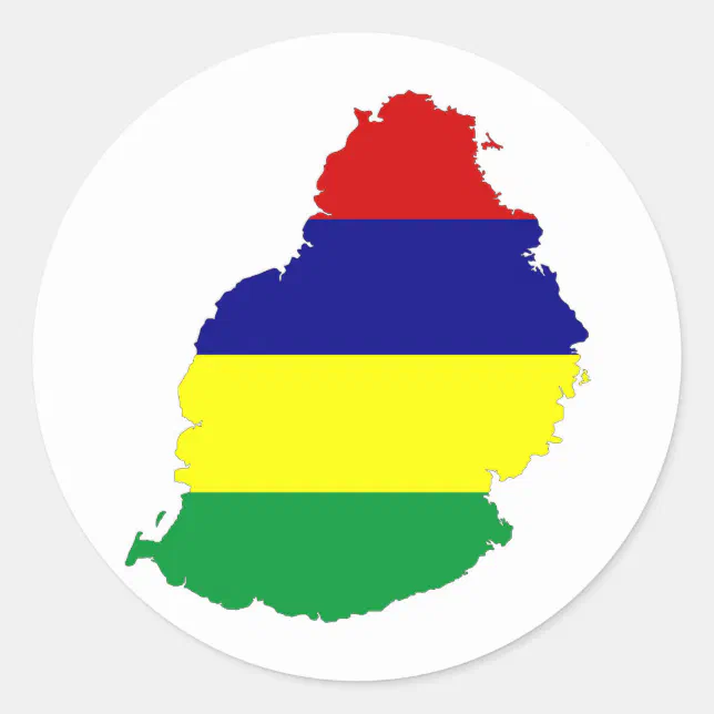 mauritius country flag map shape symbol classic round sticker | Zazzle