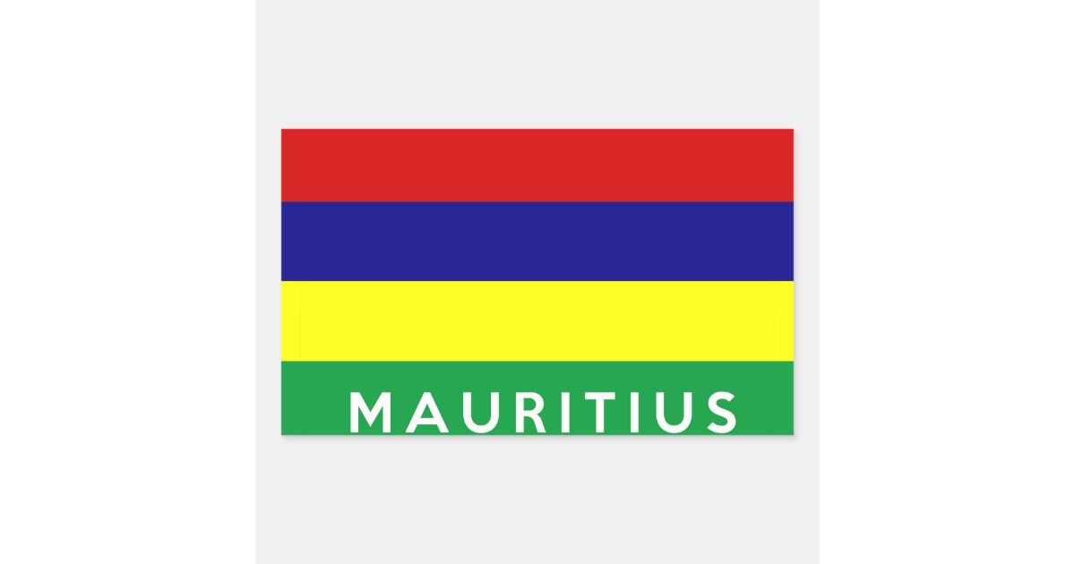 mauritius country flag symbol name text rectangular sticker | Zazzle
