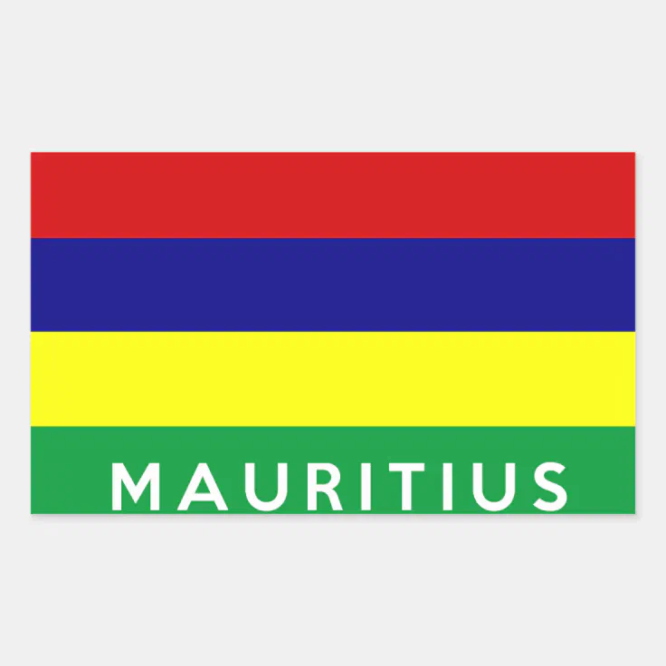 mauritius country flag symbol name text rectangular sticker | Zazzle