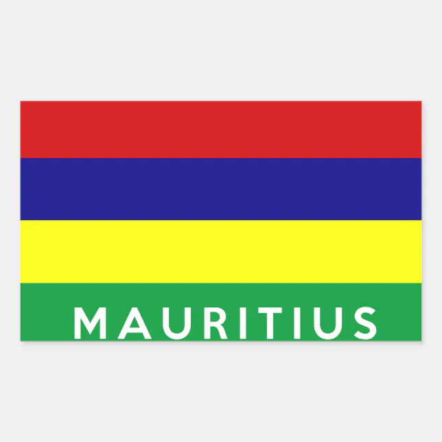 mauritius country flag symbol name text rectangular sticker | Zazzle