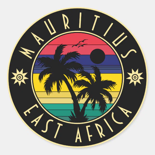 Mauritius East Africa Vintage Palm Trees Souvenirs Classic Round ...