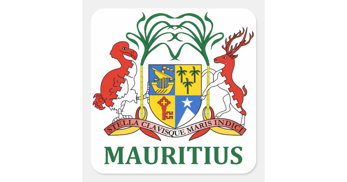 mauritius - emblem/flag/coat of arms/symbol square sticker | Zazzle