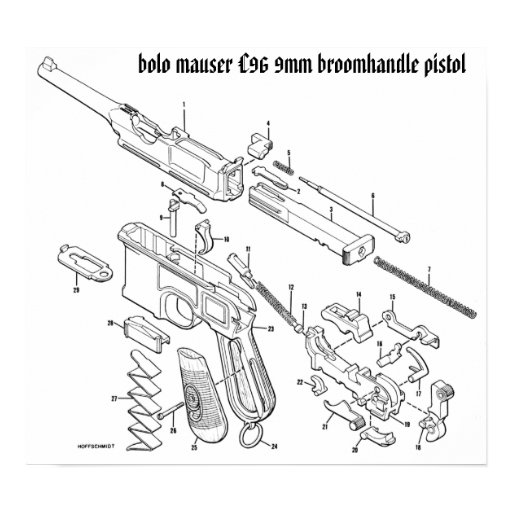 Mauser C96 9mm broomhandle poster | Zazzle