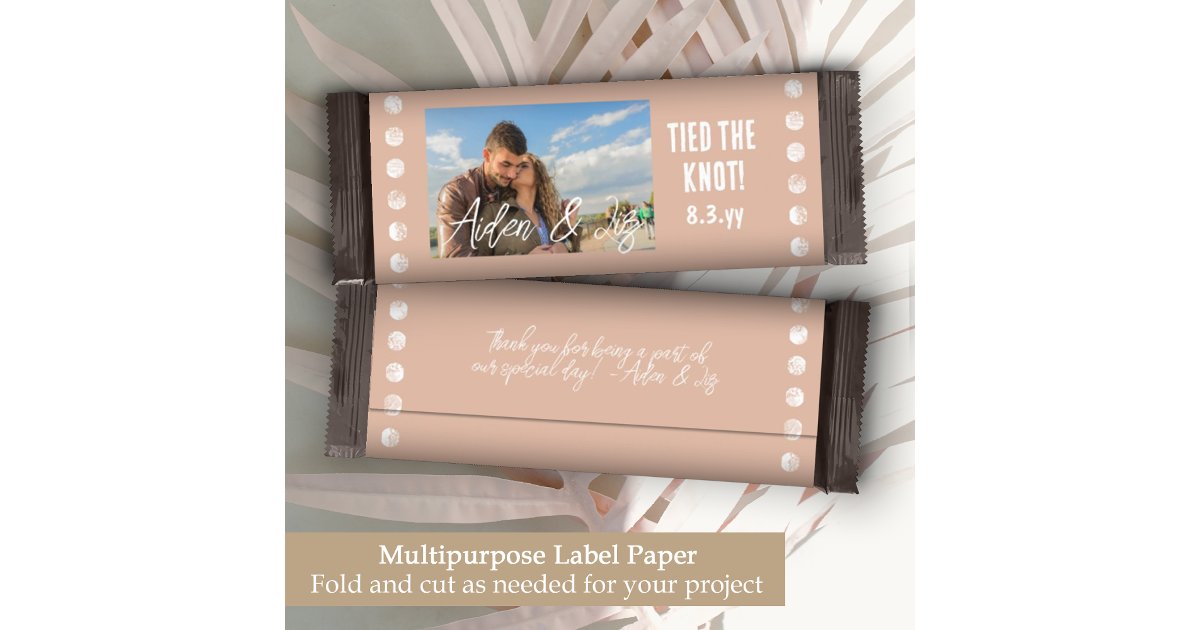 Mauve Beige Wedding Photo Candy Bar Wrapper | Zazzle