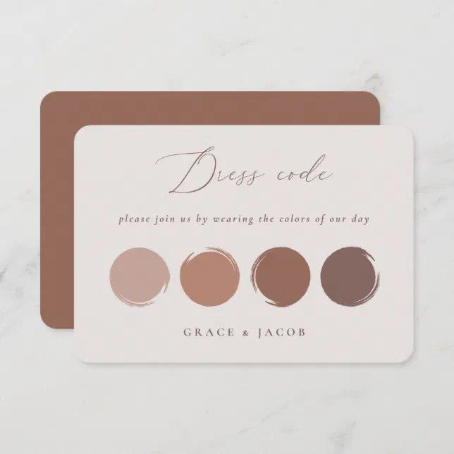 Mauve, Brunt Orane & Bronze Rose Dress Code Card | Zazzle