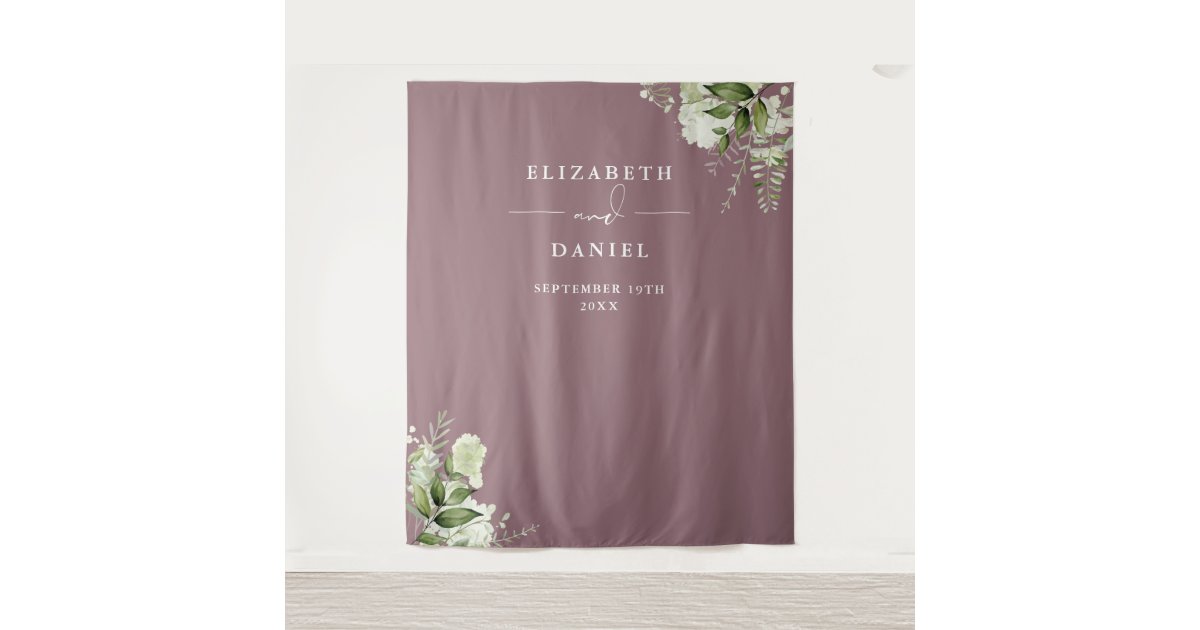 Mauve Floral Wedding Photo Booth Backdrop | Zazzle