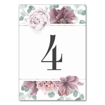 Mauve Floral Wedding Table Number | Zazzle
